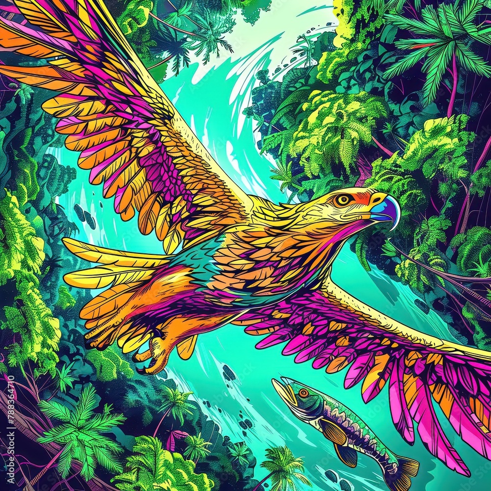 In the dense jungle, a closeup showed an eagle diving at incredible ...