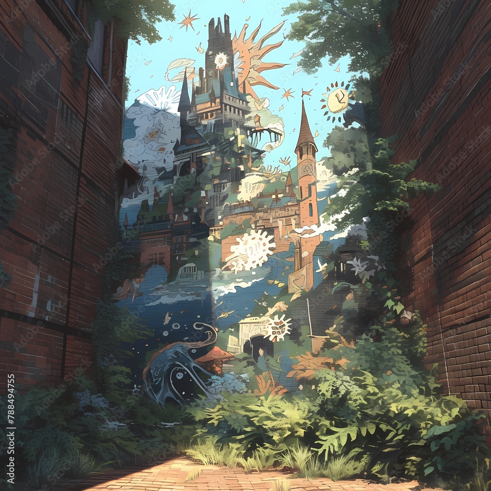 Step into a World of Adventure with this Spectacular Fantasy Mural on ...