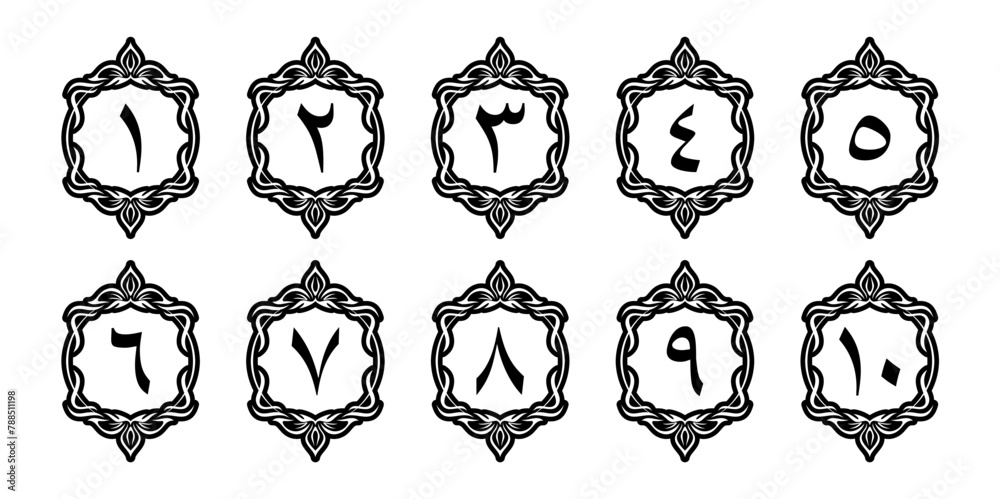 Arabic numerals with premium border decoration. illustration vector ...