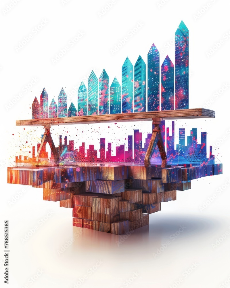 Invoke a sense of uncertainty with a 3D rendered seesaw balancing atop ...