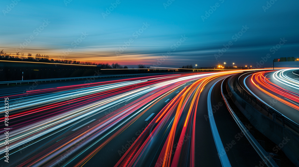 High speed light trails in motion, glow lines, Colorful light trails ...