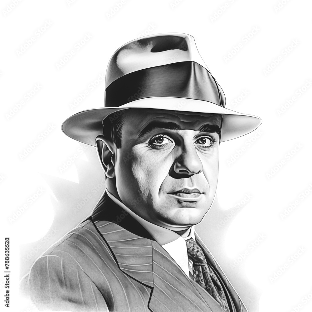 Black and white vintage engraving, close-up headshot portrait of ...