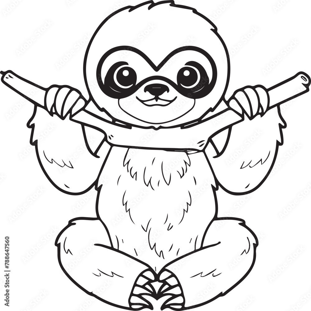Sloth coloring pages. Sloth animal outline for coloring book Stock ...
