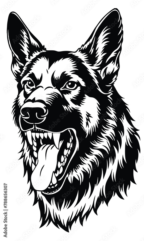 German Shepherd Aggressive Front View. Angry German Shepherd Dog Vector ...