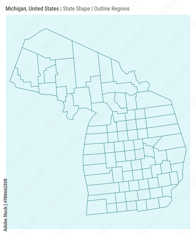 Simple vector map of Michigan, United States. State shape. Outline ...