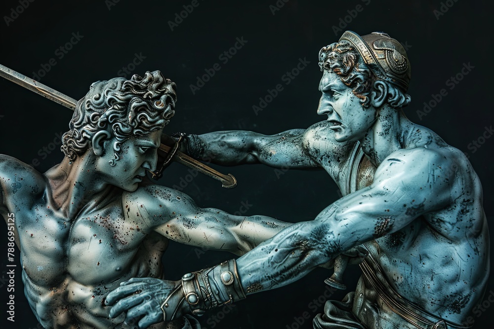 Fight of David and Goliath. Stock Illustration | Adobe Stock