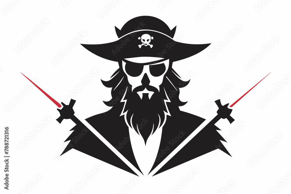 Vector Pirate silhouette laser cut silhouette on white background Stock ...