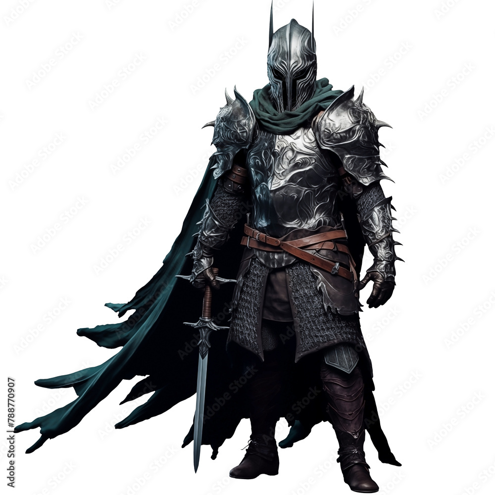 fantasy mediaeval knight PNG assassin character isolated on white and ...