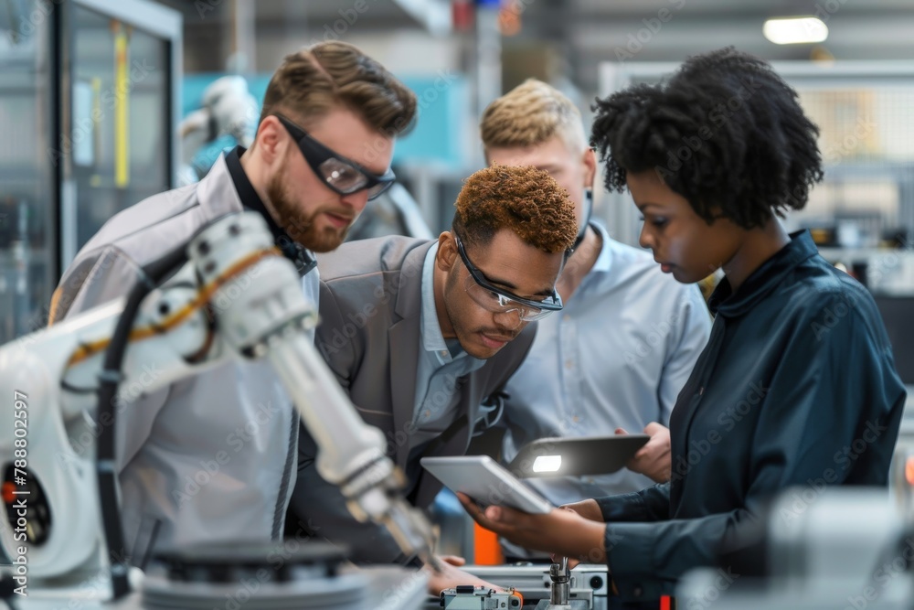 Innovation in Action - Engineers Working with Advanced Robotics Stock ...