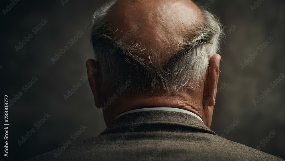 back of head old. elderly man with a bald head seen from the back ...