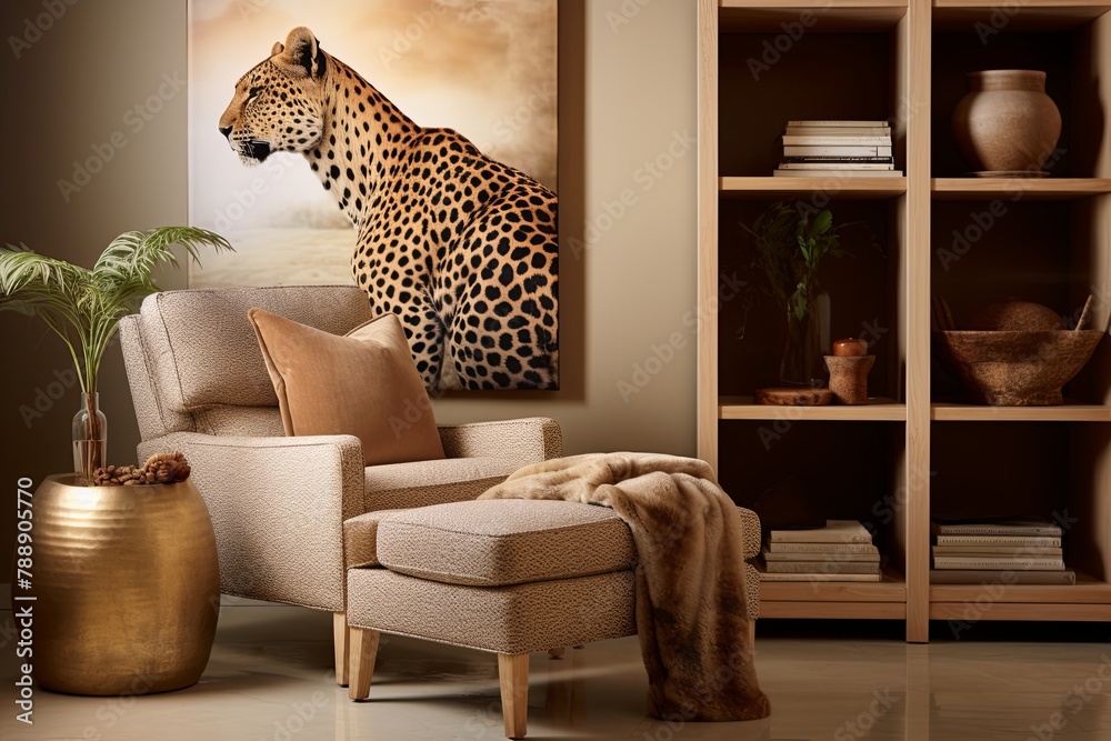 African Safari Lounge Living Room: Cheetah Pattern Accent Chair ...