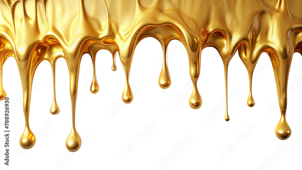 melted gold dripping isolated on transparent background cutout Stock ...