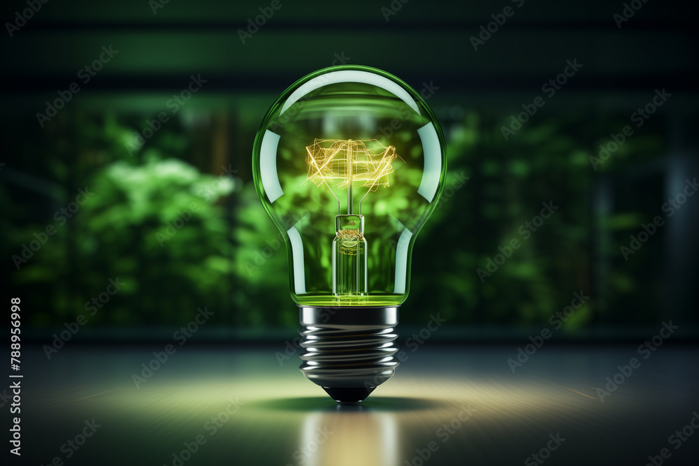 Bulb as energy efficiency concept. Renewable energy by 2050 Carbon ...