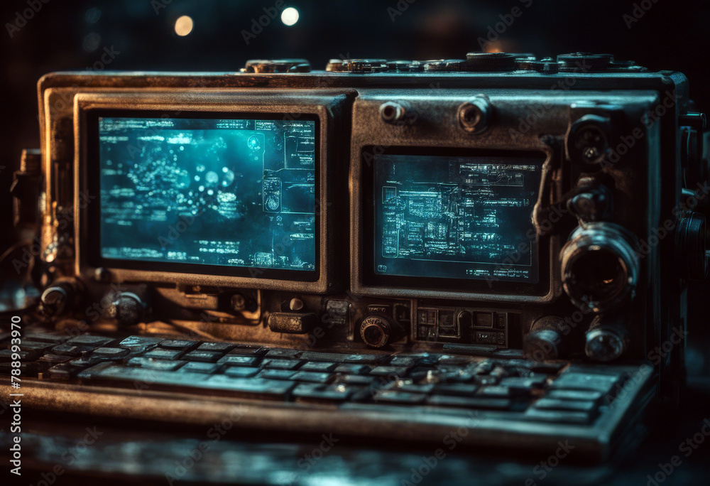 cyberpunk device monitor exploration terminal style interface ...