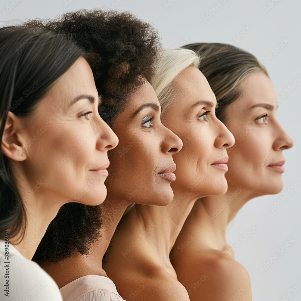 Beautiful woman in different ages standing next to each other. Skin ...