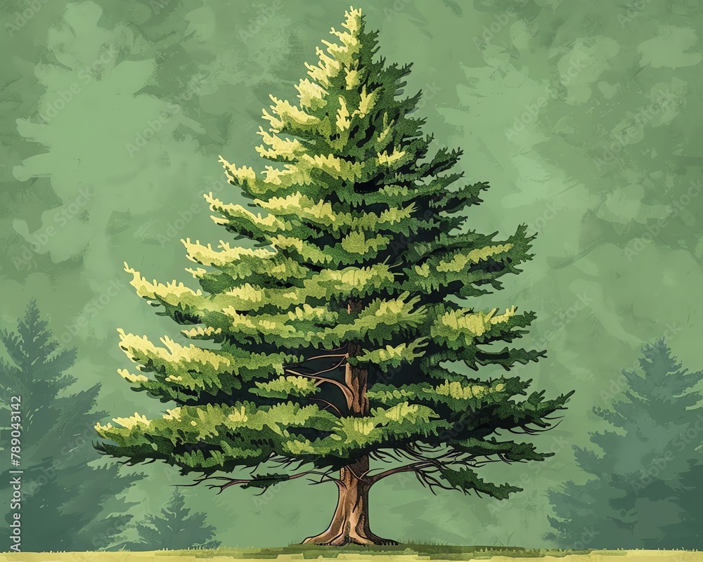 Cedar Tree A robust cedar tree on a deep forest green backdrop water ...