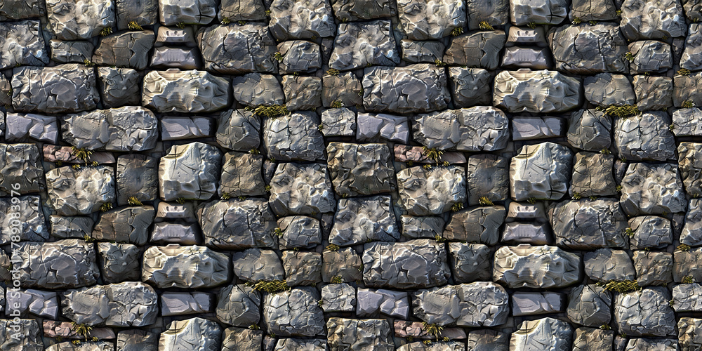Seamless rock pattern, tileable stone wall or road texture illustration ...
