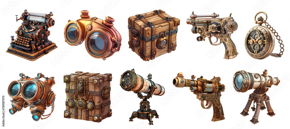 Steampunk objects elements Illustration Clipart Sticker Bundle ...