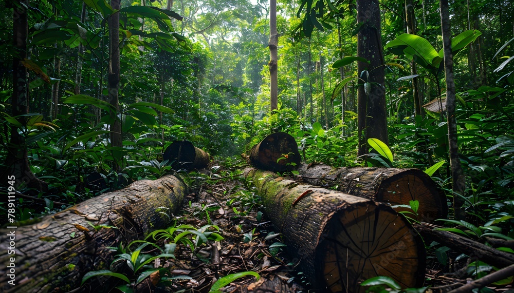Conceptual image showcasing sustainable forest management, possibly ...