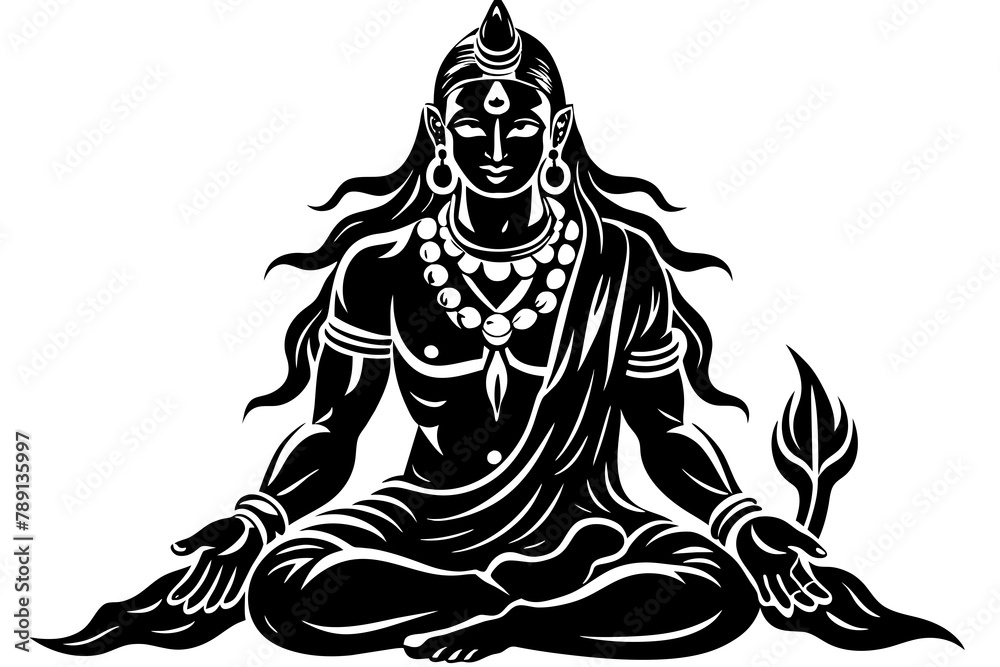 Lord Shiva simple outline vector silhouette Stock Vector | Adobe Stock