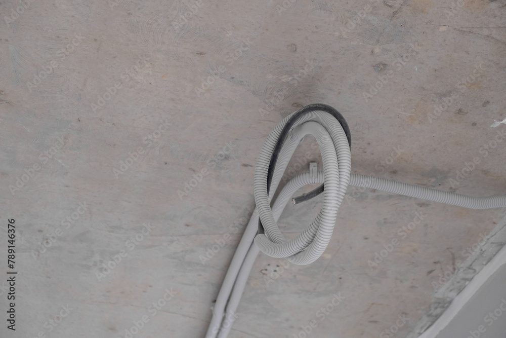 Apartment renovation. Electrical wiring. Wiring electrical cables on ...