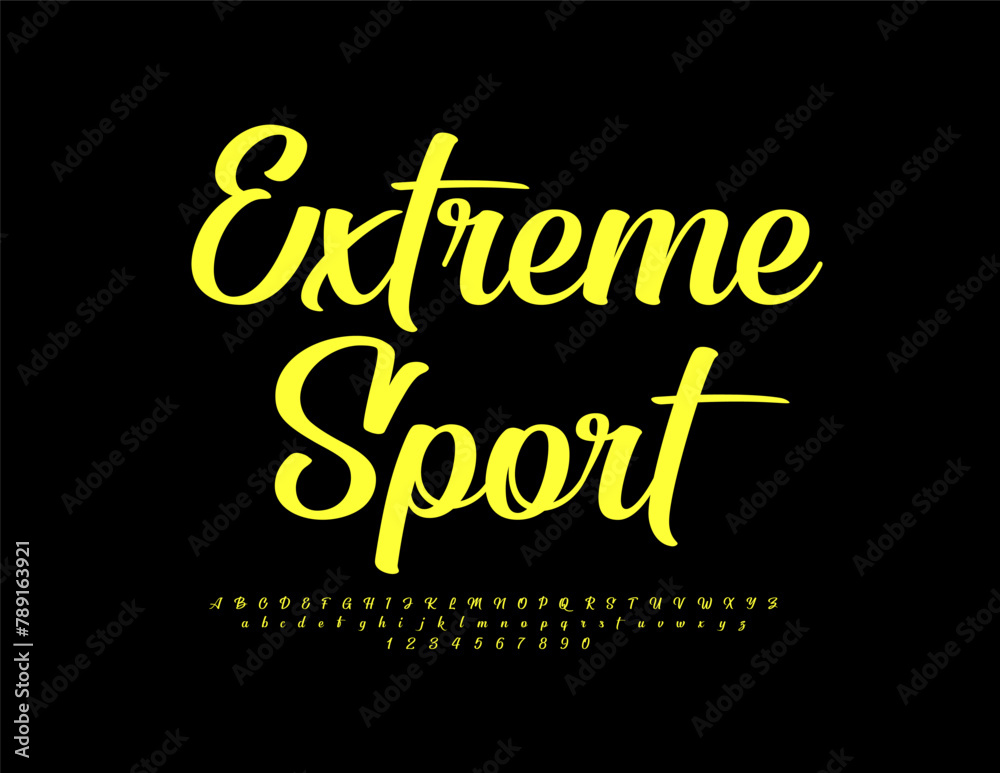 extreme_sportVector stylish banner Extreme Sport. Yellow cursive Font ...
