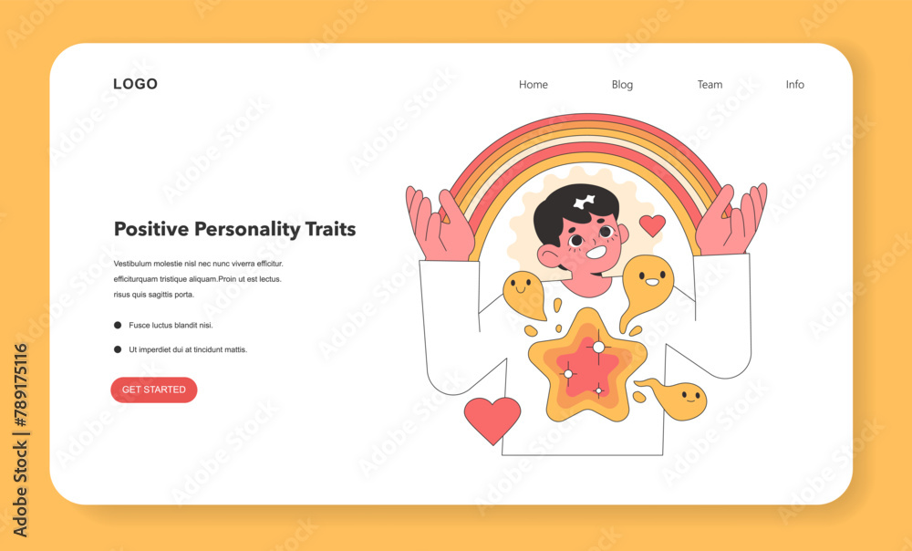 Delightful vector illustration of a character radiating positive ...