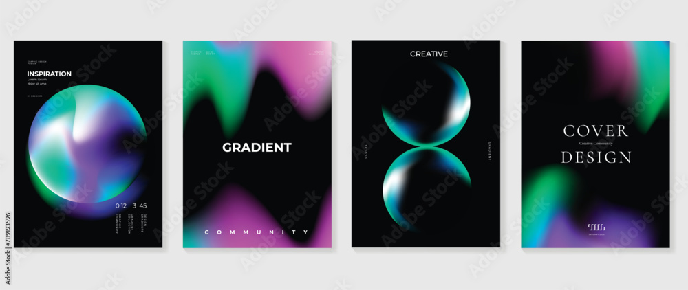 Abstract gradient background vector set. Minimalist style cover ...