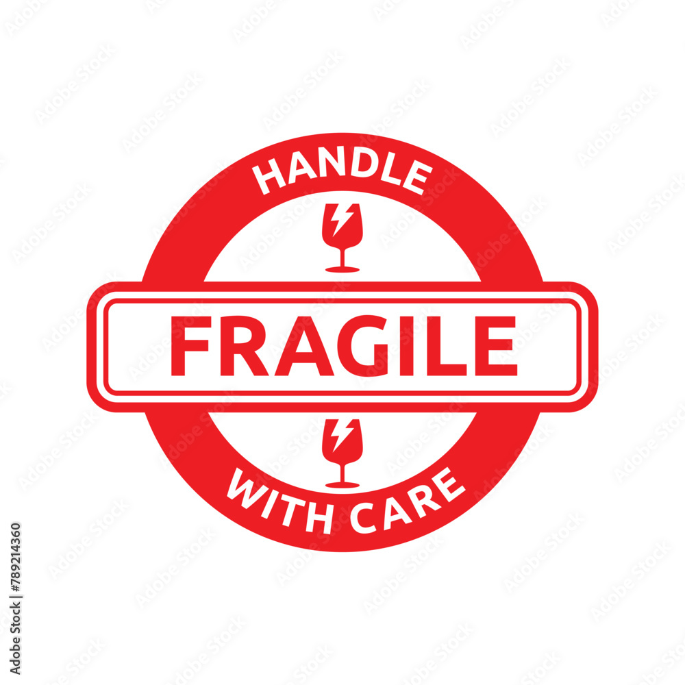 Sticker fragile handle with care vector. warning label, fragile label ...