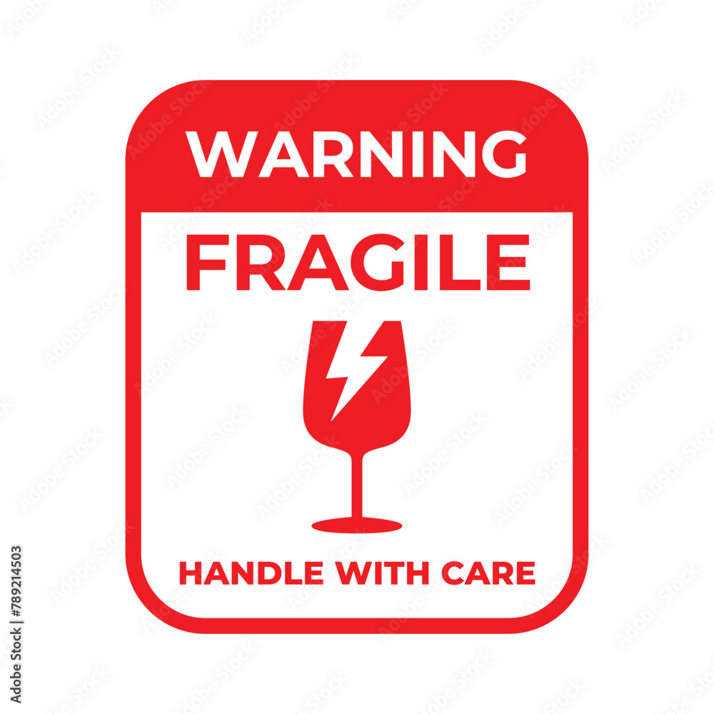 Sticker fragile handle with care vector. warning label, fragile label ...