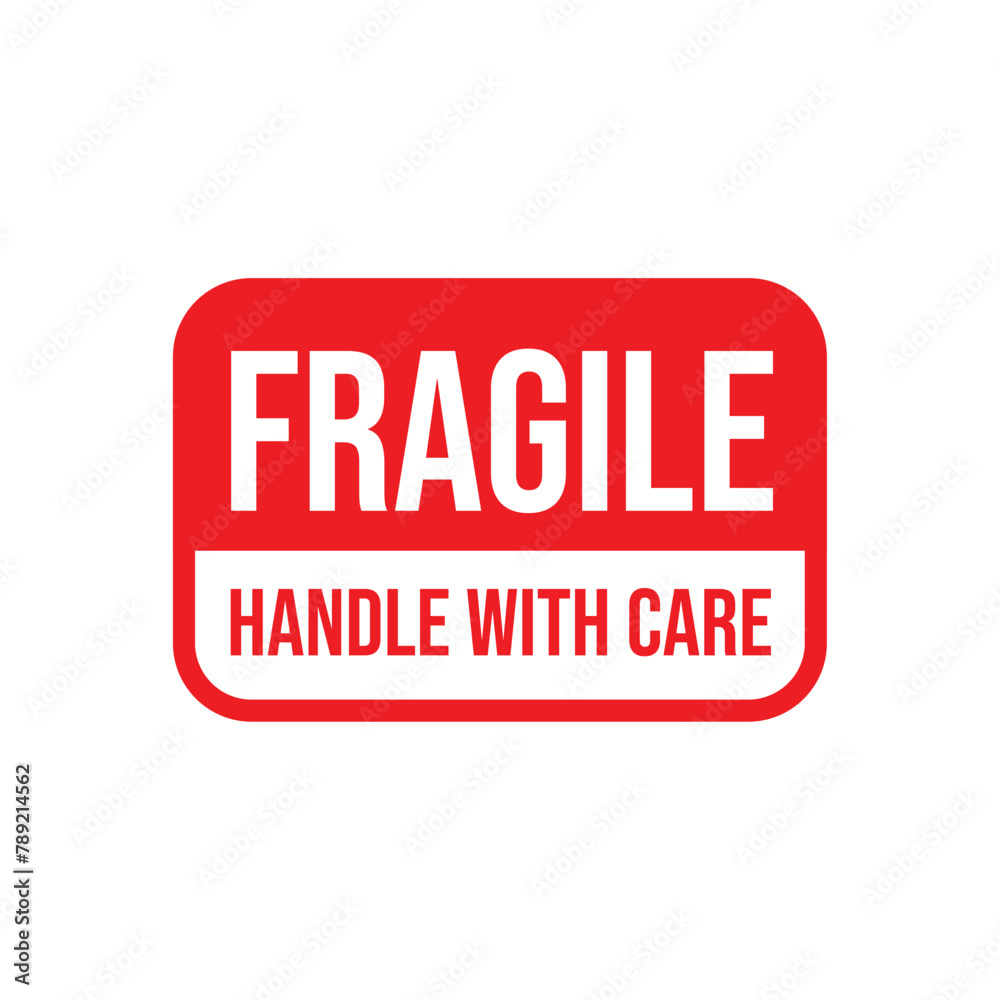 Sticker fragile handle with care vector. warning label, fragile label with broken glass symbol ...