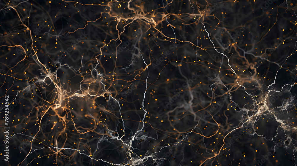 A detailed illustration of neurons or cell structures in the brain ...