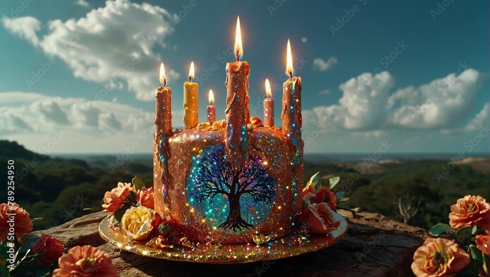 Photo Stock Create a candle cake design on 3-5 levels using the ...