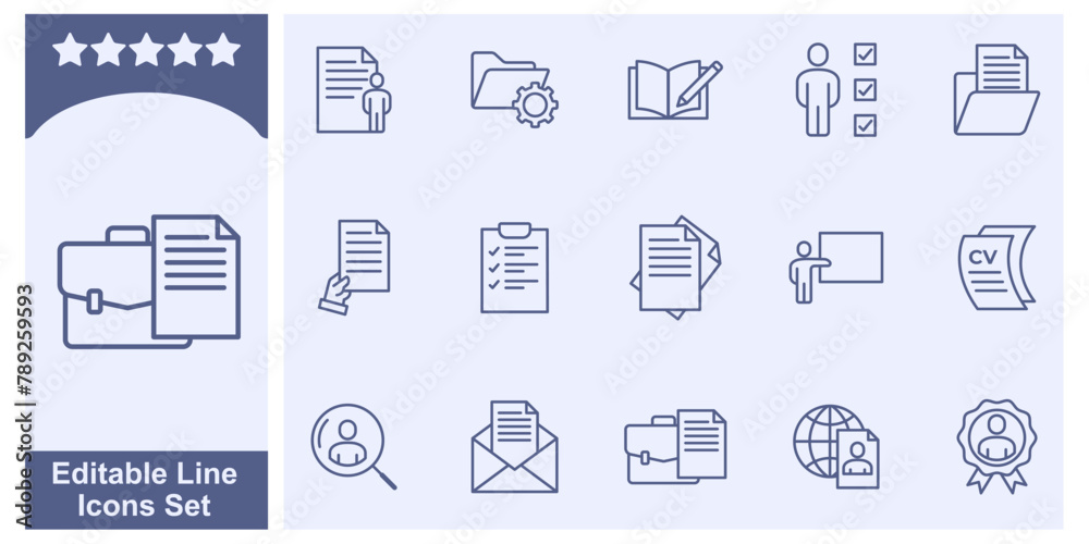 CV and Resume icon set elements symbol template for graphic and web ...