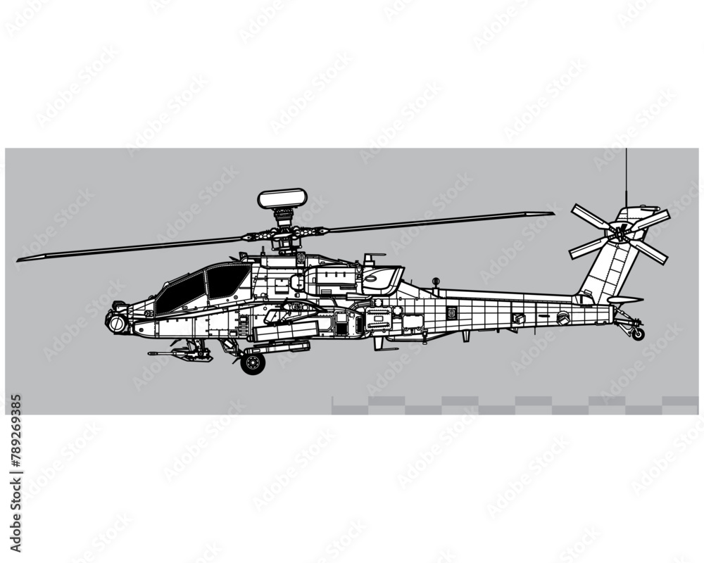Boeing AH-64E Apache Guardian. Attack helicopter. Side view. Image for ...