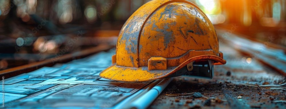 side view photo of a contractors table with yellow color scratched ...