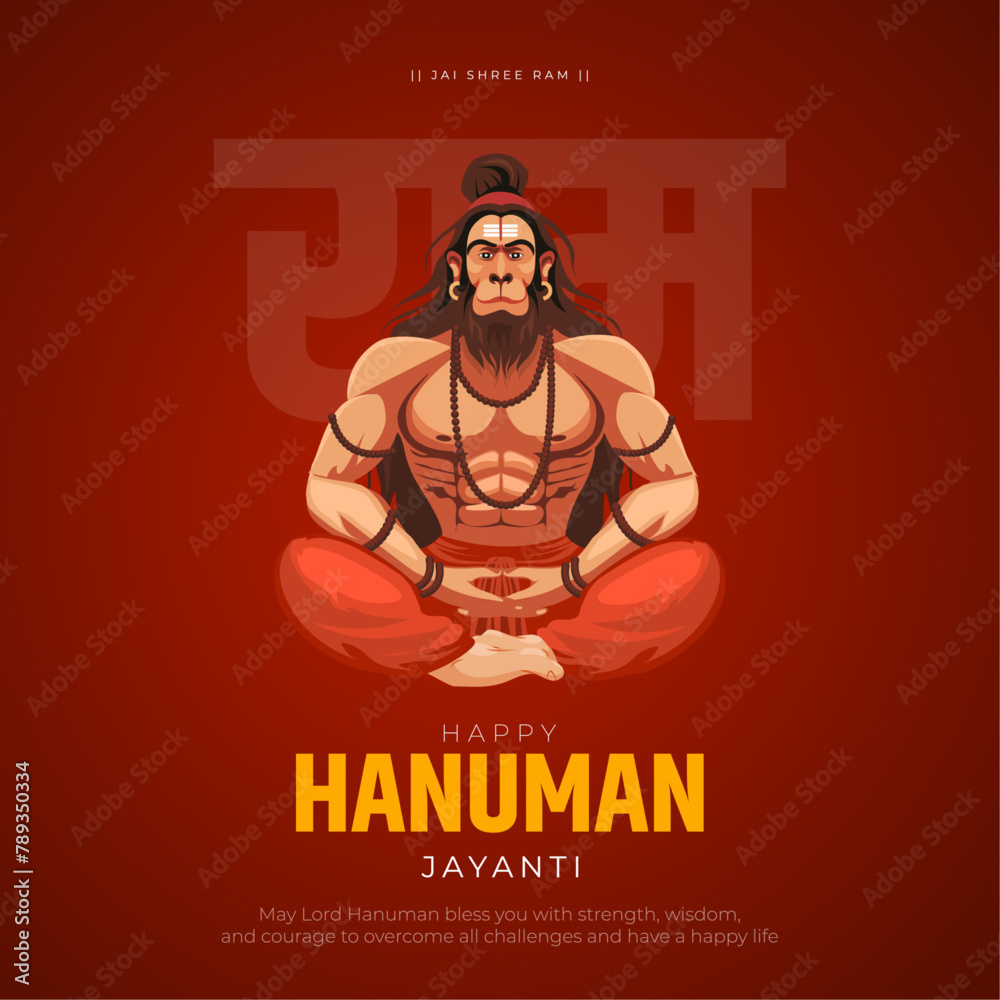 เวกเตอร์ Stock Happy Hanuman Jayanti Post and Greetings. Birthday of ...