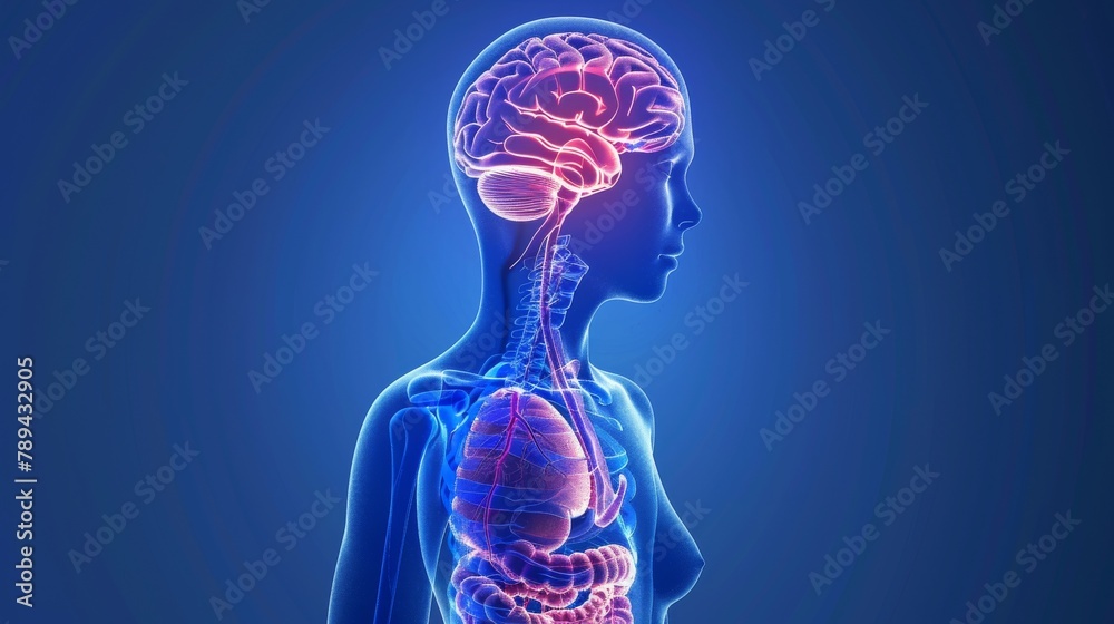 Anatomy of the female brain based on x-rays Stock Illustration | Adobe ...