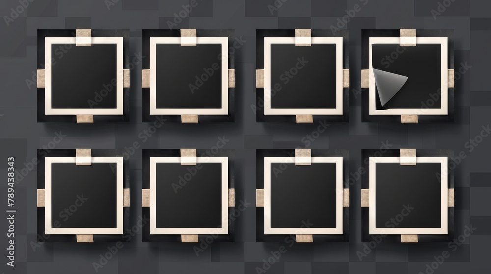 Collage template with photo frames with sticky tape. Modern realistic ...