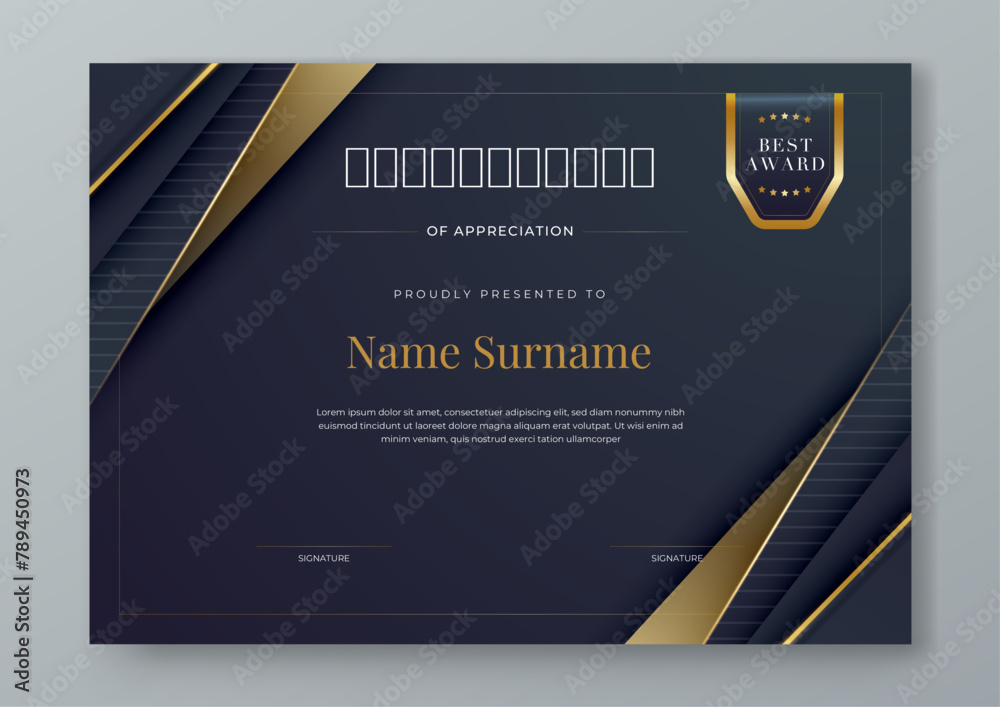 Black and gold certificate modern elegant and luxury template with ...