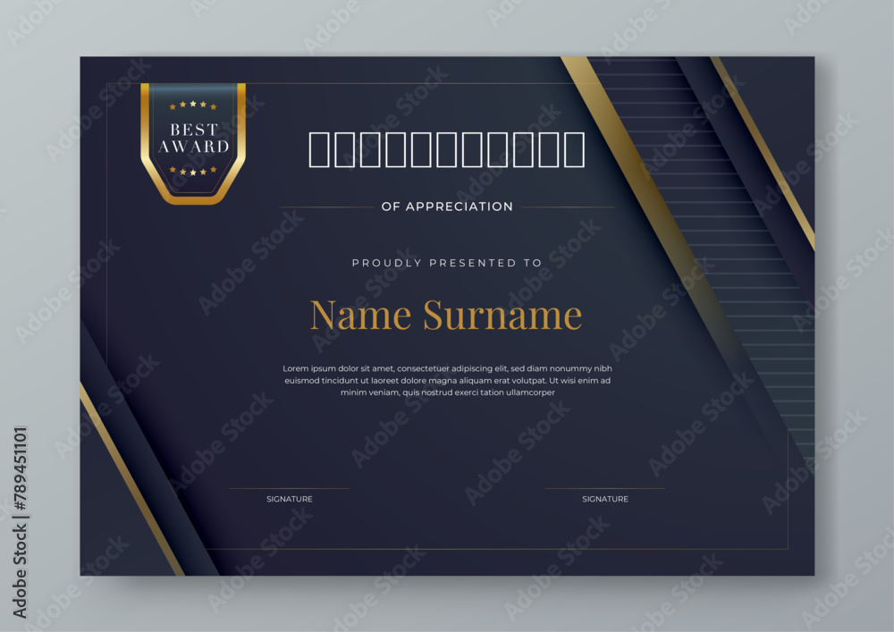 Black and gold certificate modern elegant and luxury template with ...