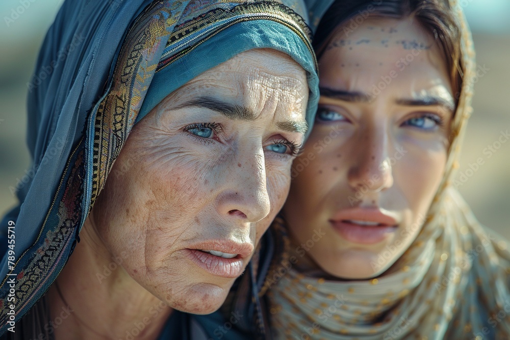 Ruth and Naomi in the desert, biblical characters. Stock Photo | Adobe ...