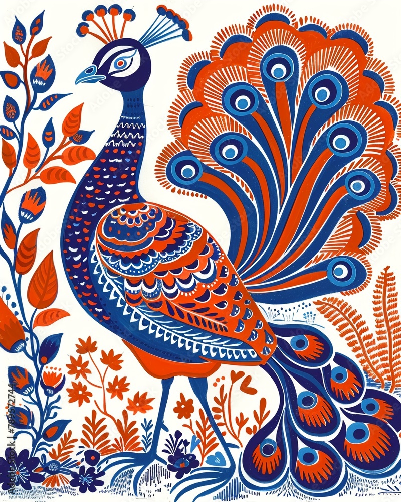 A peacock with the tail feathers of a phoenix displays its vibrant ...