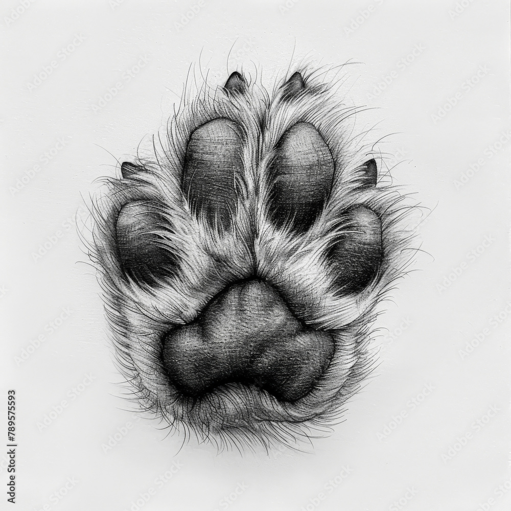 vector, art, draw, dog, paw, head, face, illustration, sketch, drawing ...
