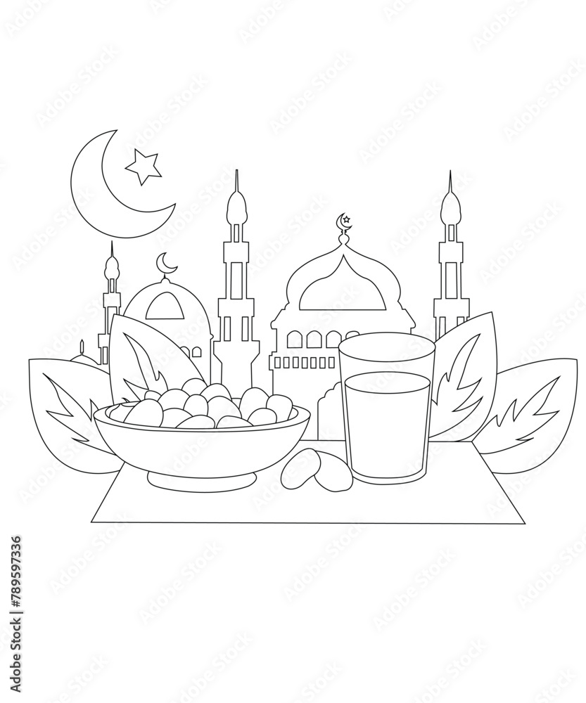 Ramadan coloring page for kids Stock Vector | Adobe Stock