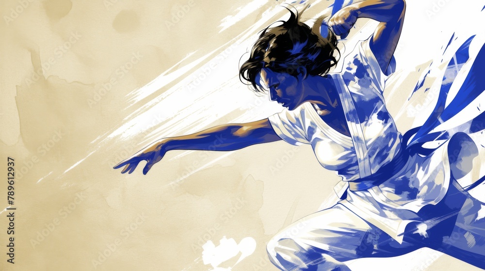 Dynamic Martial Arts Fighter Illustration in Action Pose Stock ...