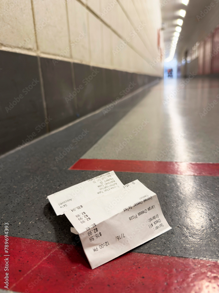 Receipt for take out food in hallway Stock Photo | Adobe Stock