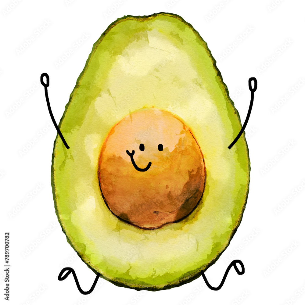 Smiling avocado cartoon png clipart, cute dancing fruit drawing on ...