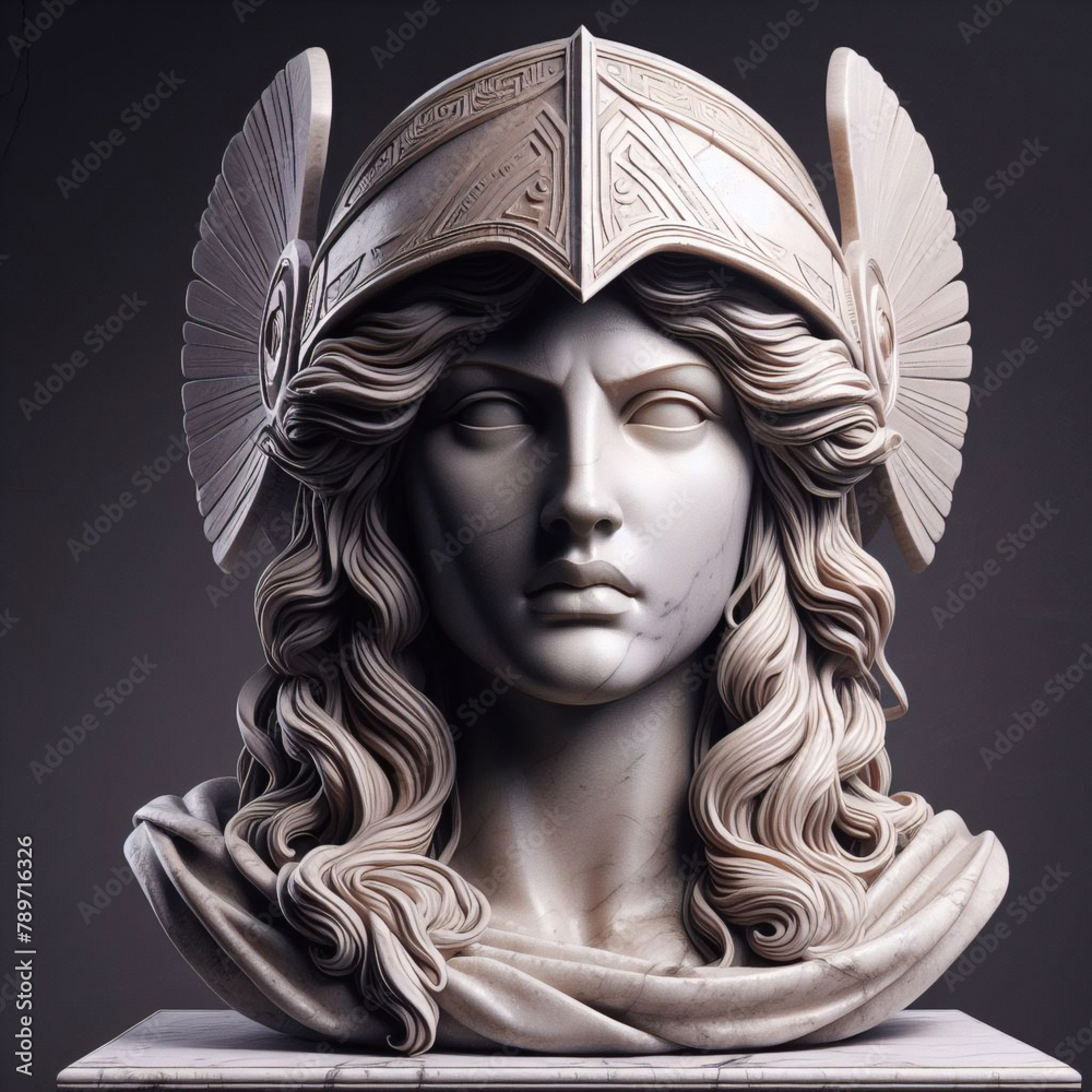 Illustration of a Renaissance marble statue of Athena. She is the ...