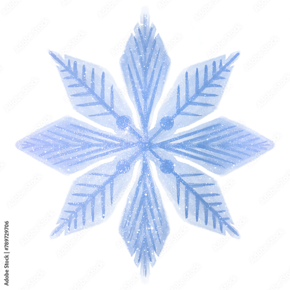 Aesthetic snowflake png sticker, watercolor design in transparent ...